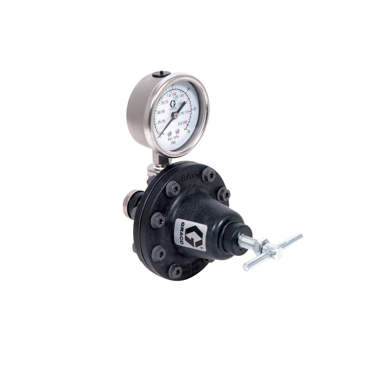 Low Pressure Lightweight Fluid Regulator, 3-30 psi (0.2-2 bar), 0.5 gpm, Acetal, Air, 1/4(f) x 1 ...
